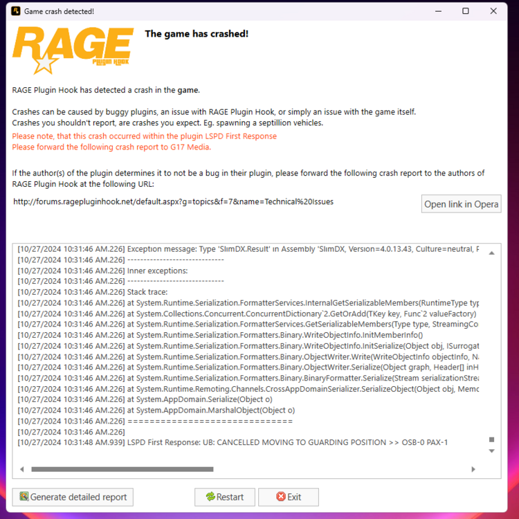 Rage Plugin Hook Crash ! - GTA V & RPH Support - LCPDFR.com